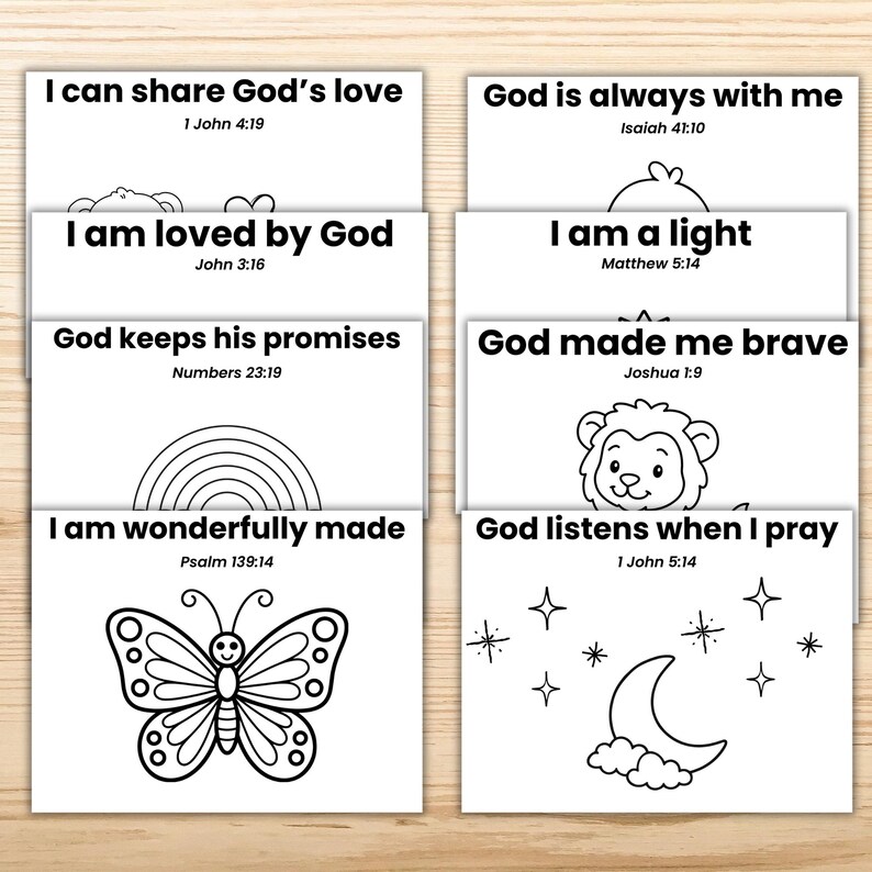 Kids Bible Verse Coloring Pages | Christian Affirmations (instant ...