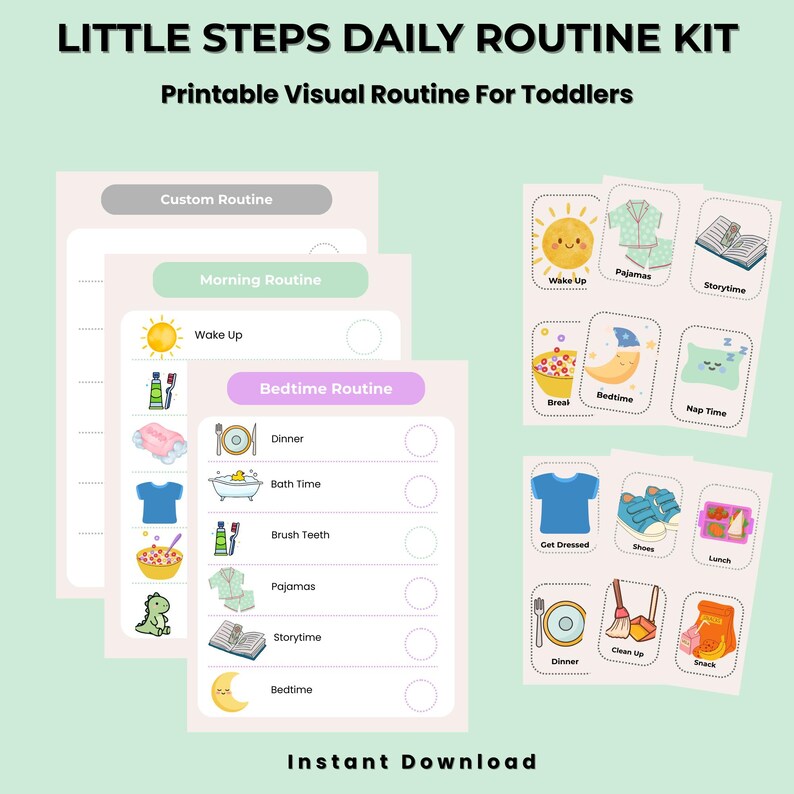 Toddler Routine Chart Printable | Daily Visual Schedule, To-do & Done ...
