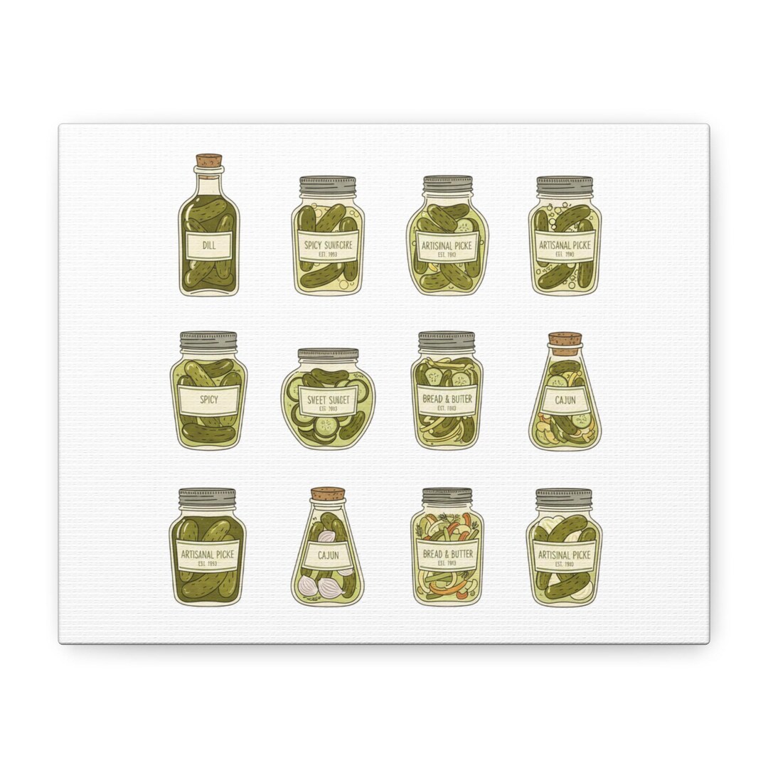Vintage Pickle Jar Grid Matte Canvas, Stretched Wall Art | Retro ...