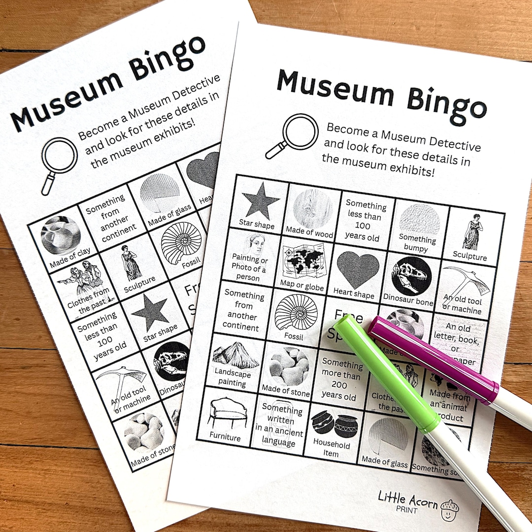 Museum Visit Bingo Cards | 6 Card Variations | Scavenger Hunt ...