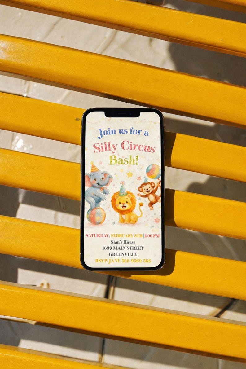 Cute Circus Carnival Kids Birthday Invitation: Editable Canva Template ...