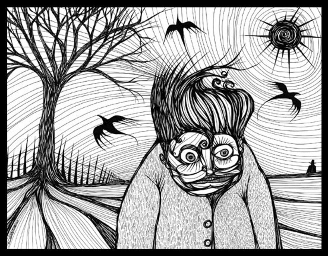Fritz - Pen and Ink, Black and White, Drawing, Paranoia, Tense, Bird ...