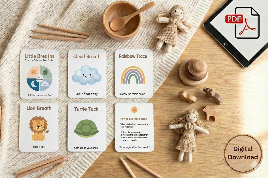 Mindfulness Breathing Cards for Kids | Calm Down Flashcards ...
