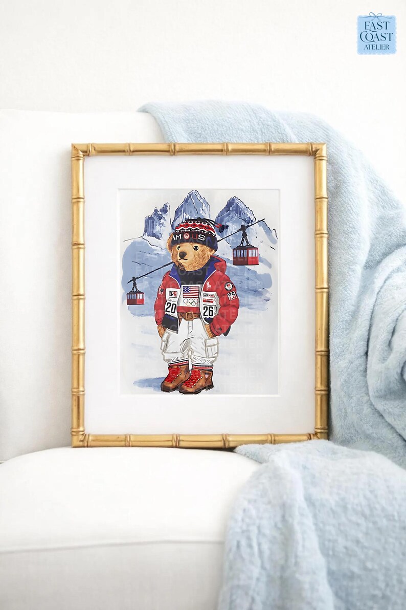 Winter Olympics Team USA Bear Print | 2026 Milano | Preppy Ski Bear ...