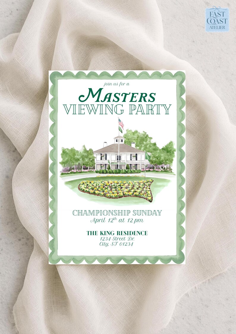 Masters Viewing Party Invitation Template | Golf Tournament Invite ...