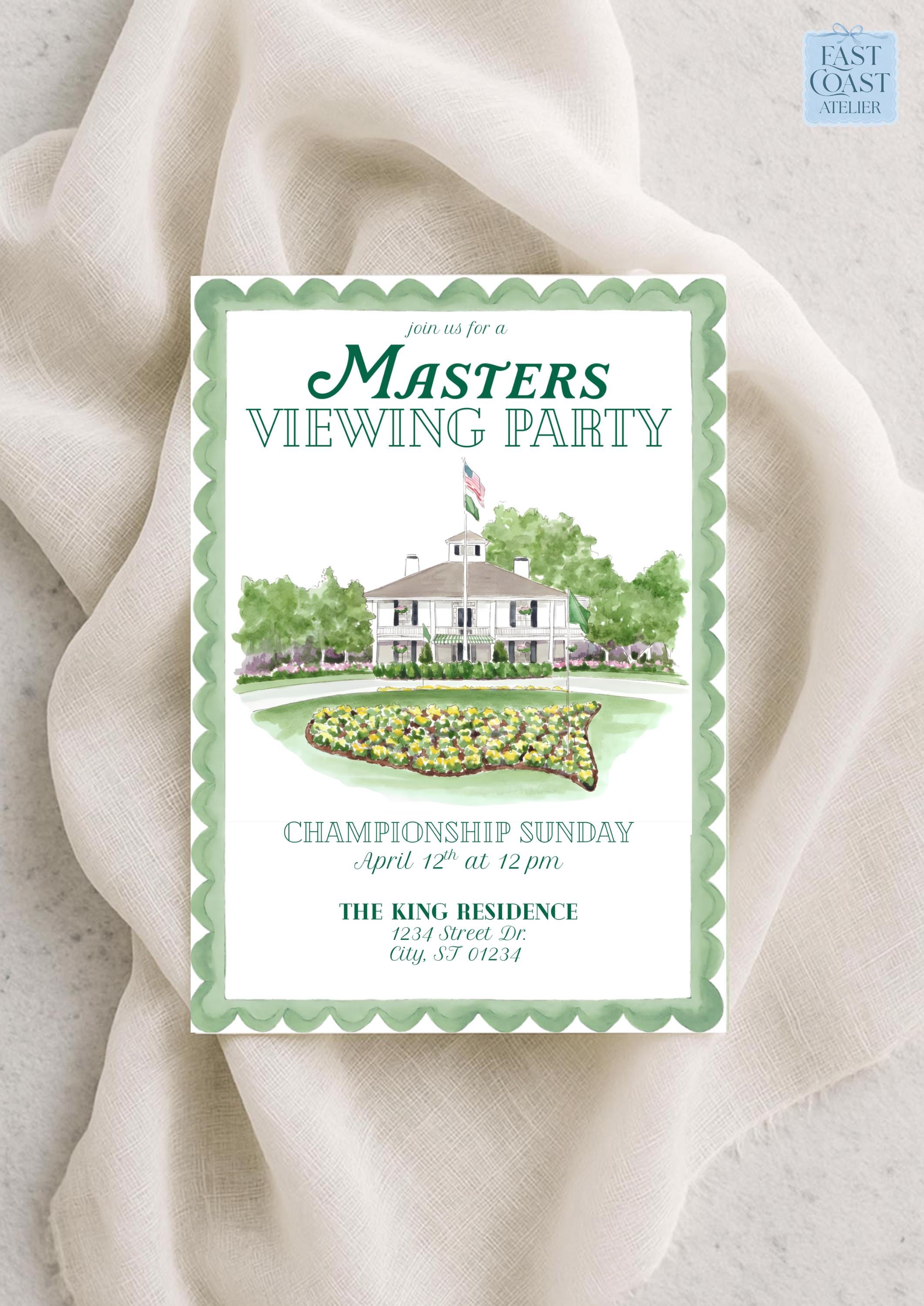 Masters Viewing Party Invitation Template | Golf Tournament Invite ...