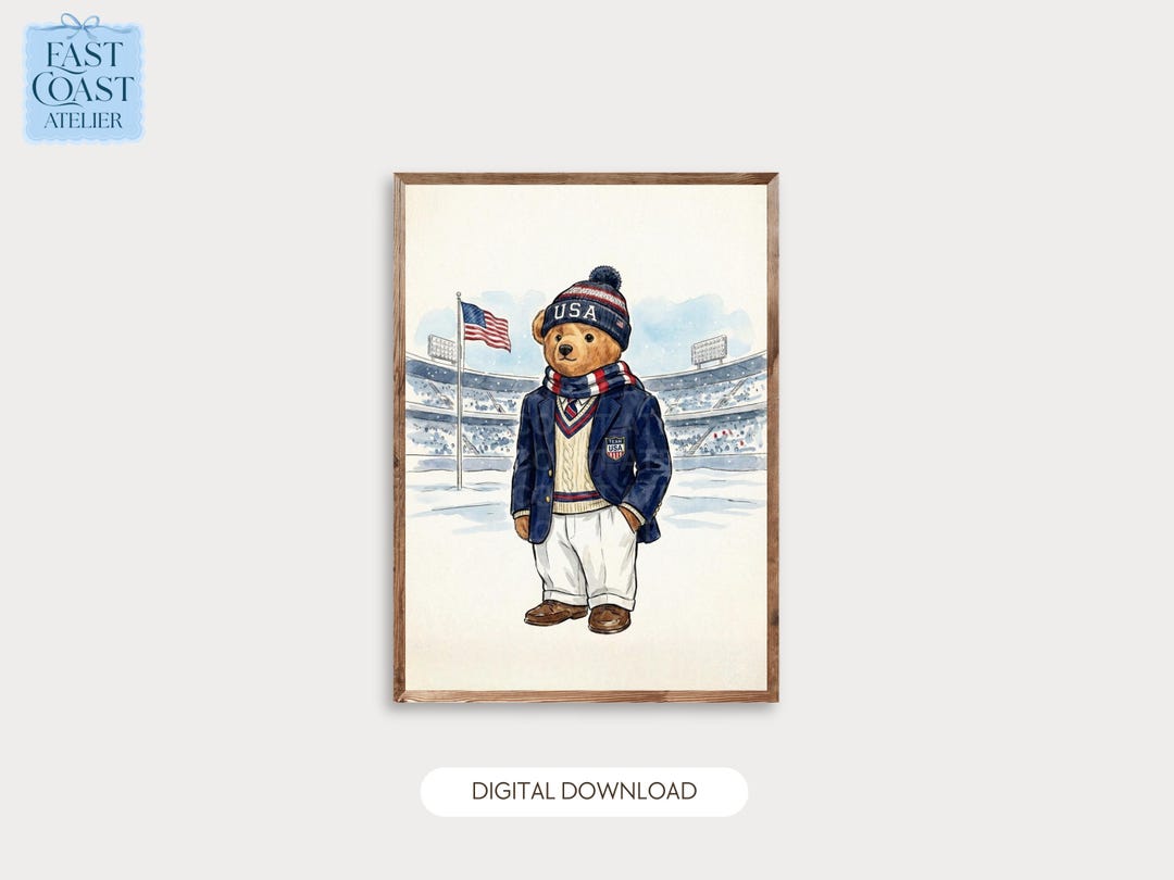 Winter Olympics Team USA Bear Print | 2026 Milano | Preppy Ski Bear ...
