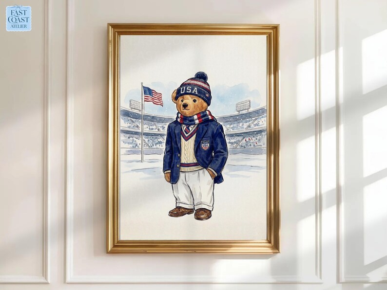 Winter Olympics Team USA Bear Print | 2026 Milano | Preppy Ski Bear ...