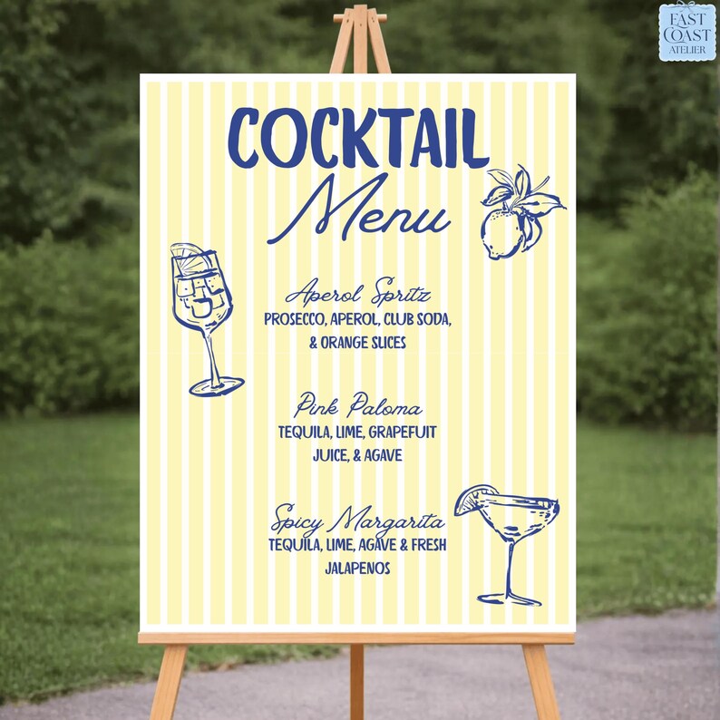 La Dolce Vita Cocktail Menu Template | Aperol Spritz Bar Menu ...