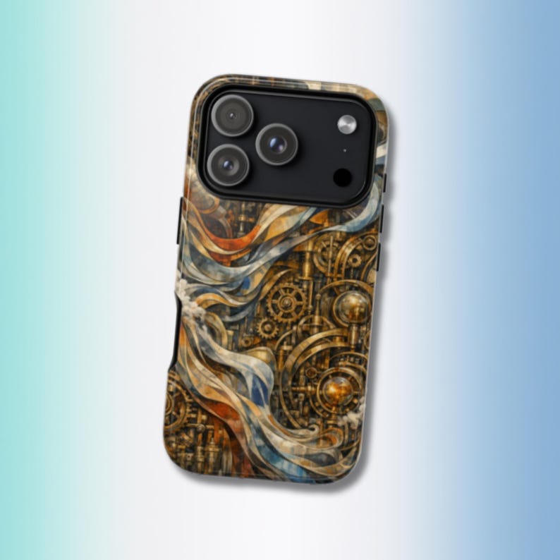 Steampunk Gears and Smoke Phone Case, Industrial Abstract Vintage Tough ...