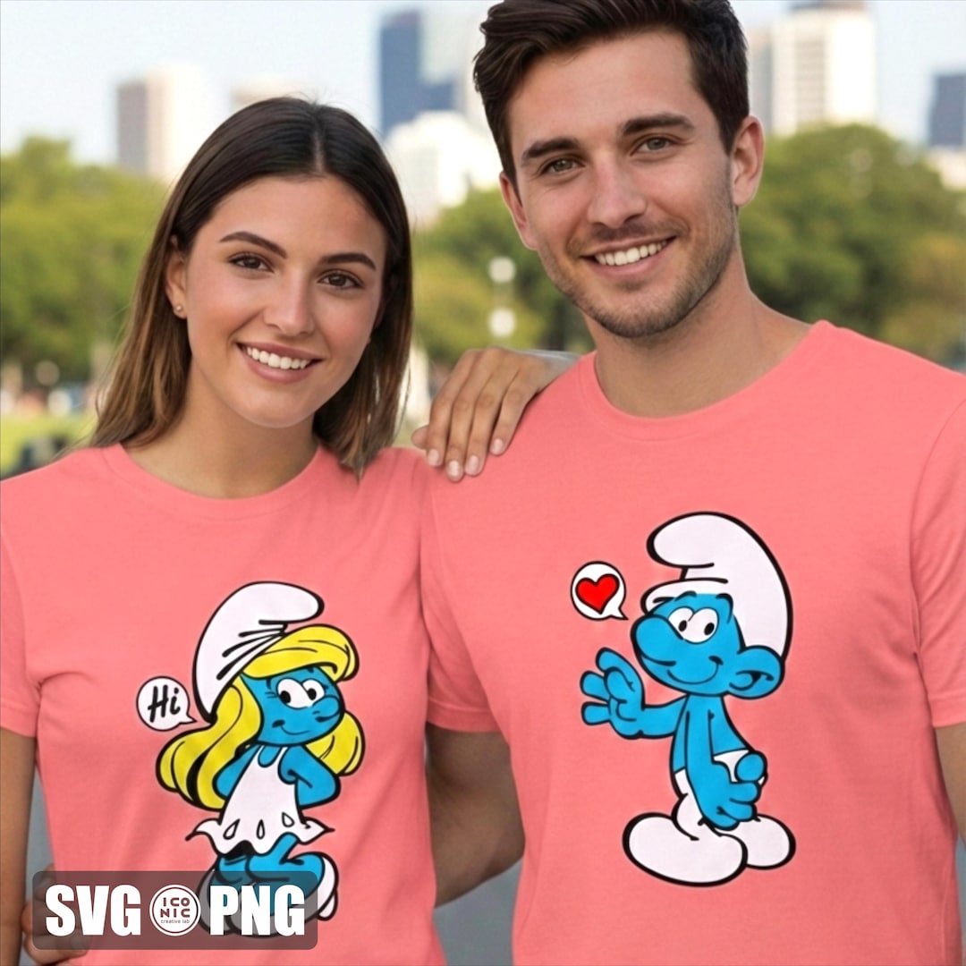 Smurf and Smurfette SVG PNG | Cartoon Couple Design (digital Download ...