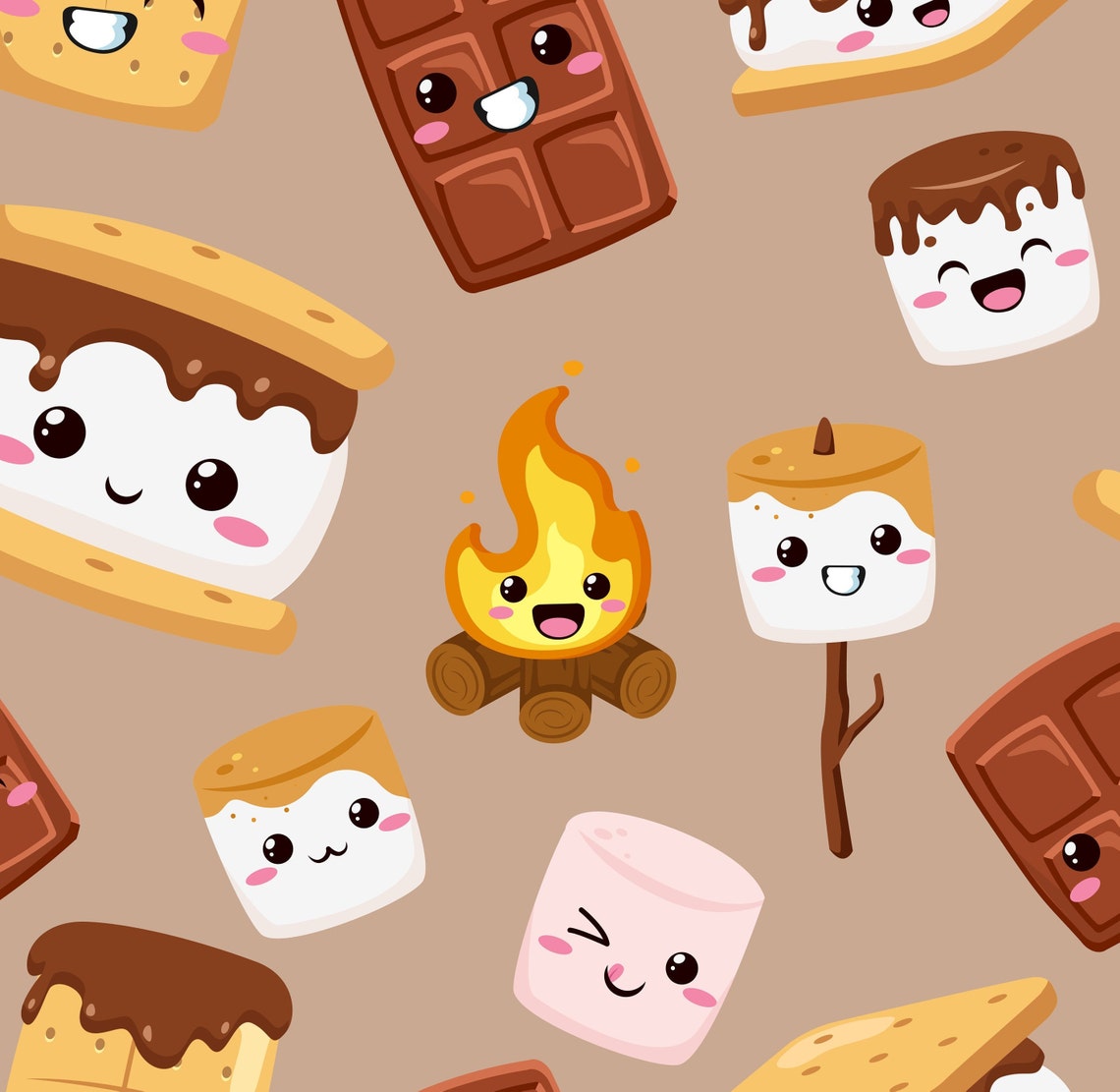 Smores SEAMLESS File Multiple Background Colors and - Etsy