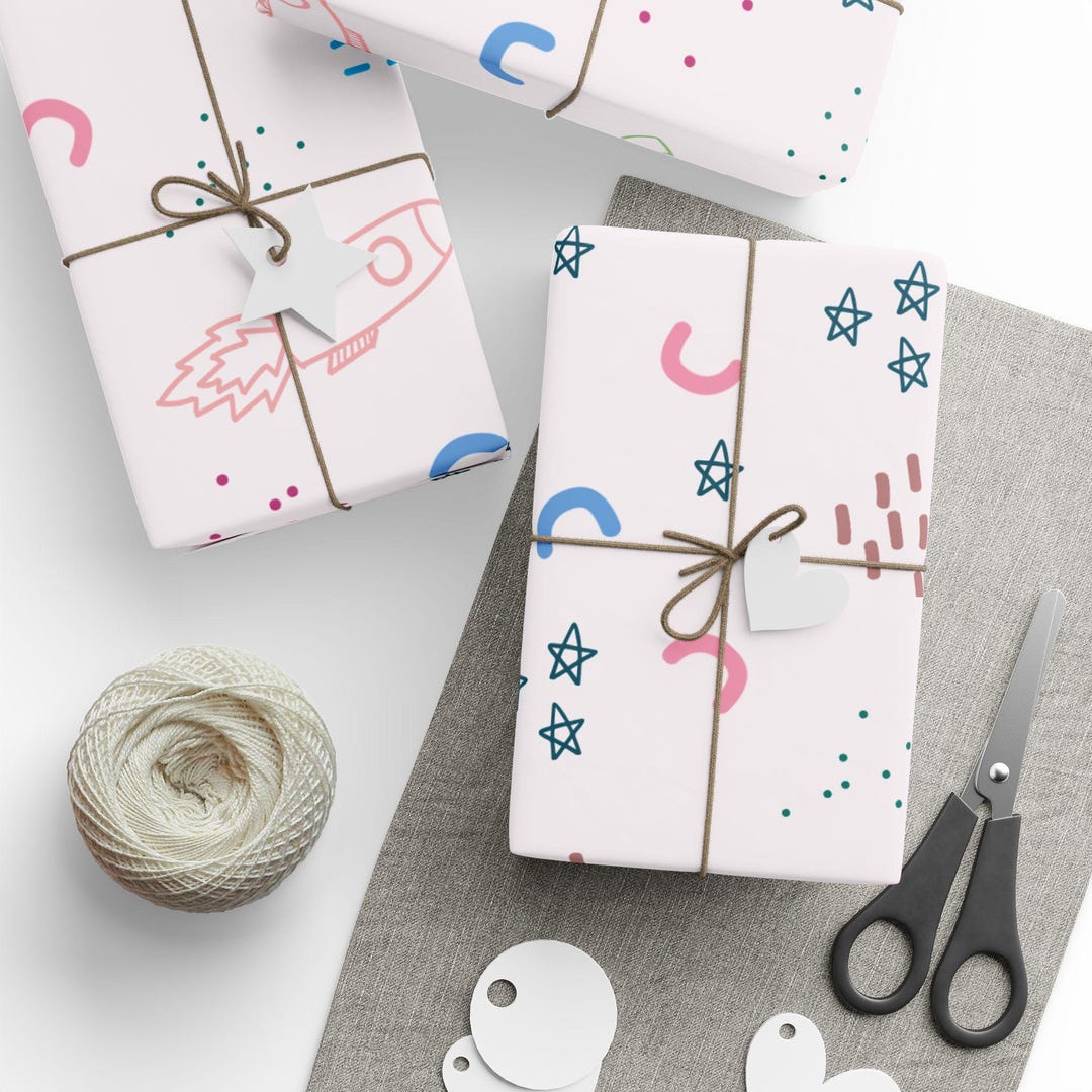 Pastel Space Rockets Wrapping Paper | Kids Birthday, Nursery Wrap - Etsy