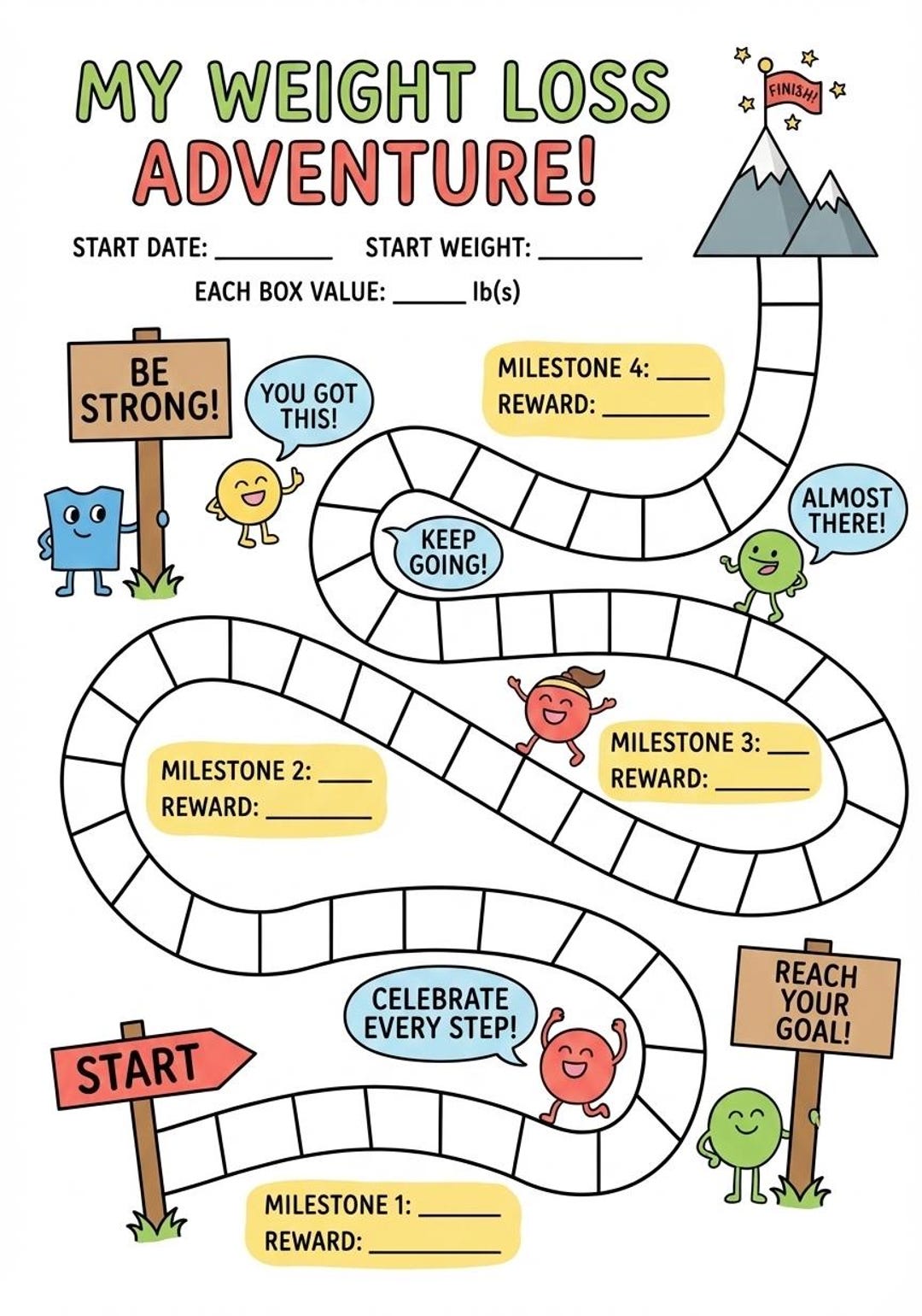 Fun Weight Loss Journey Chart | Fitness Goal Tracker - Etsy