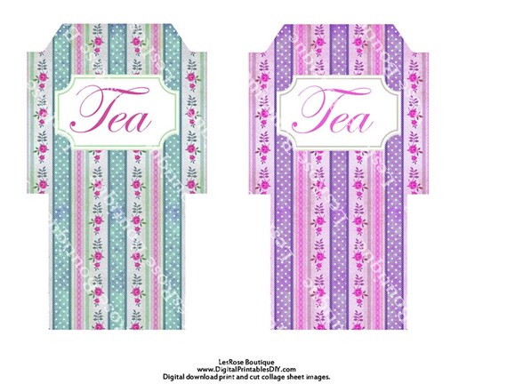 Items similar to Tea Bag Holder Envelopes for High Tea Cottage Roses ...
