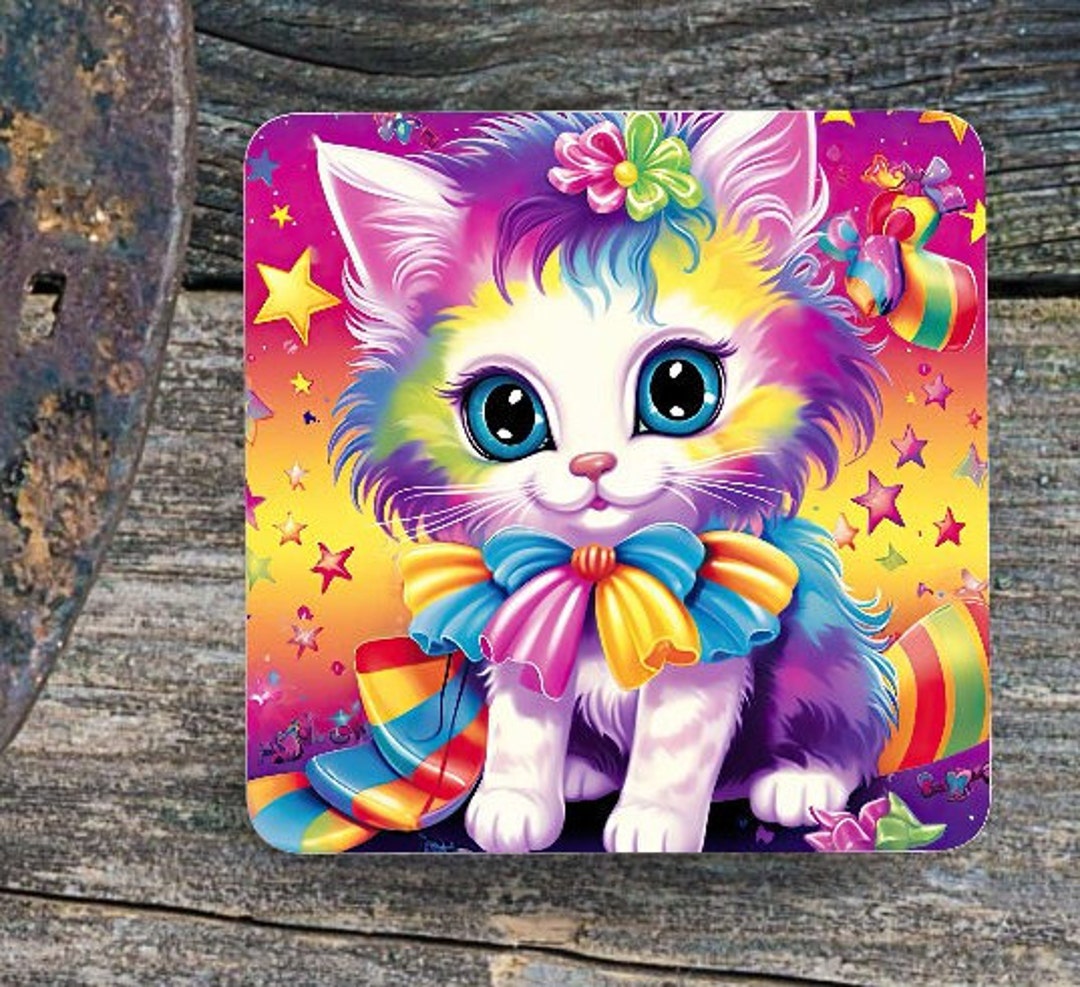 Rainbow Neon Kitty Cat Sublimated Coaster Gift for Her - Etsy