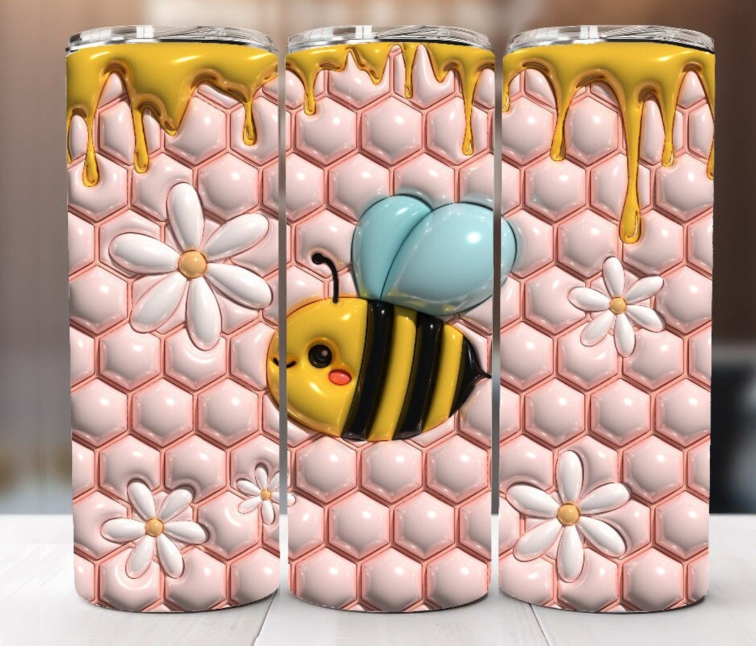 20 Oz. Tumbler Bee Inflated Honey Bee Cup With Matching Coaster Gift ...