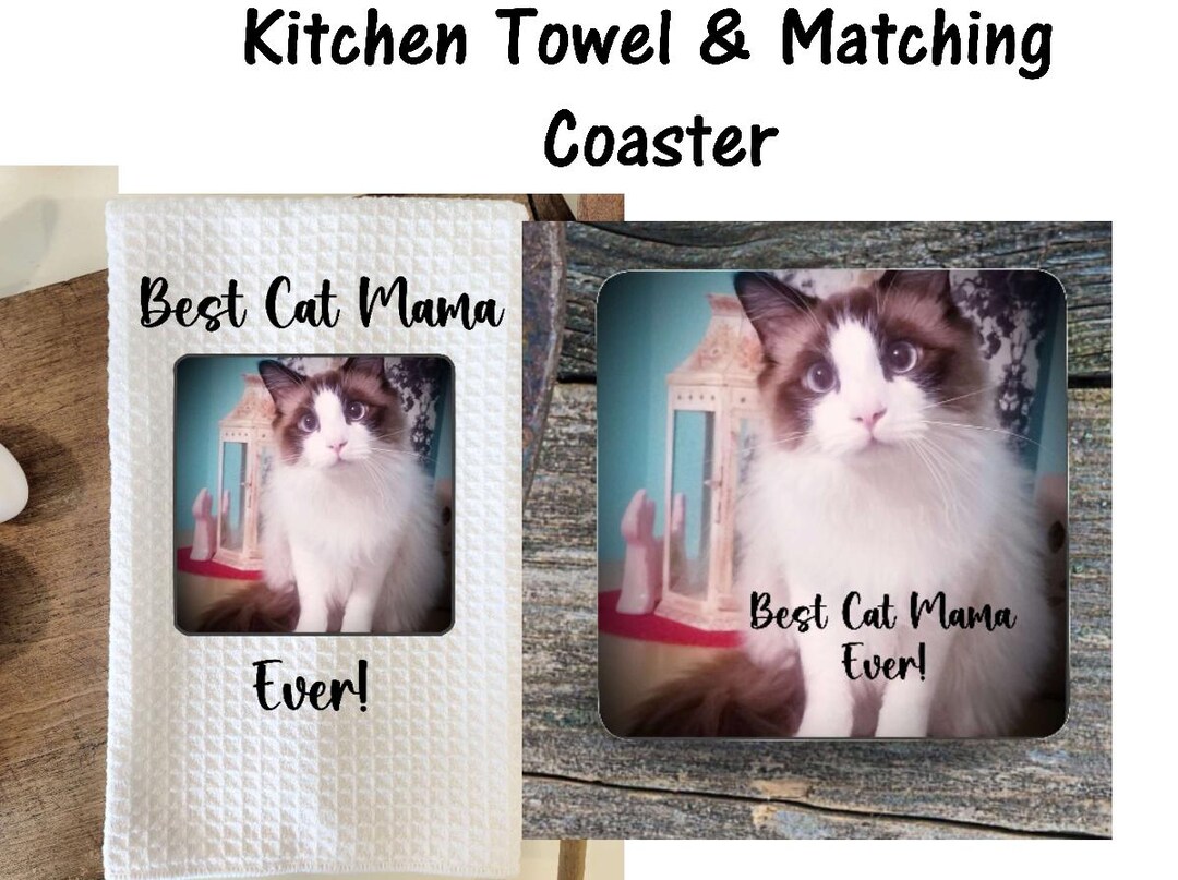 Waffle Weave Kitchen Towel Cat MAMA House Warming Gift Hostess Gift New ...