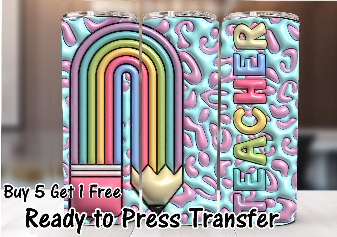 Buy 5 Get 1 Free NOT A DIGITAL Ready to Press Print Inflated Teacher ...