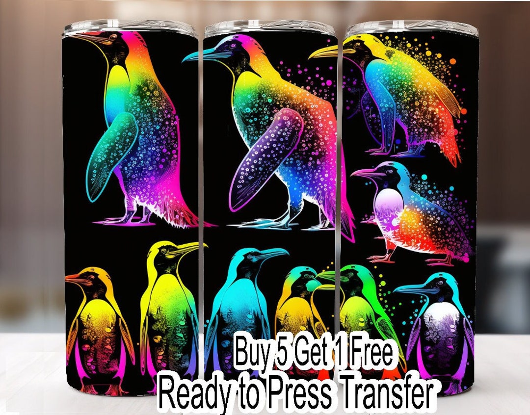 Buy 5 Get 1 Free NOT A DIGITAL Ready to Press Print Neon Penguin ...