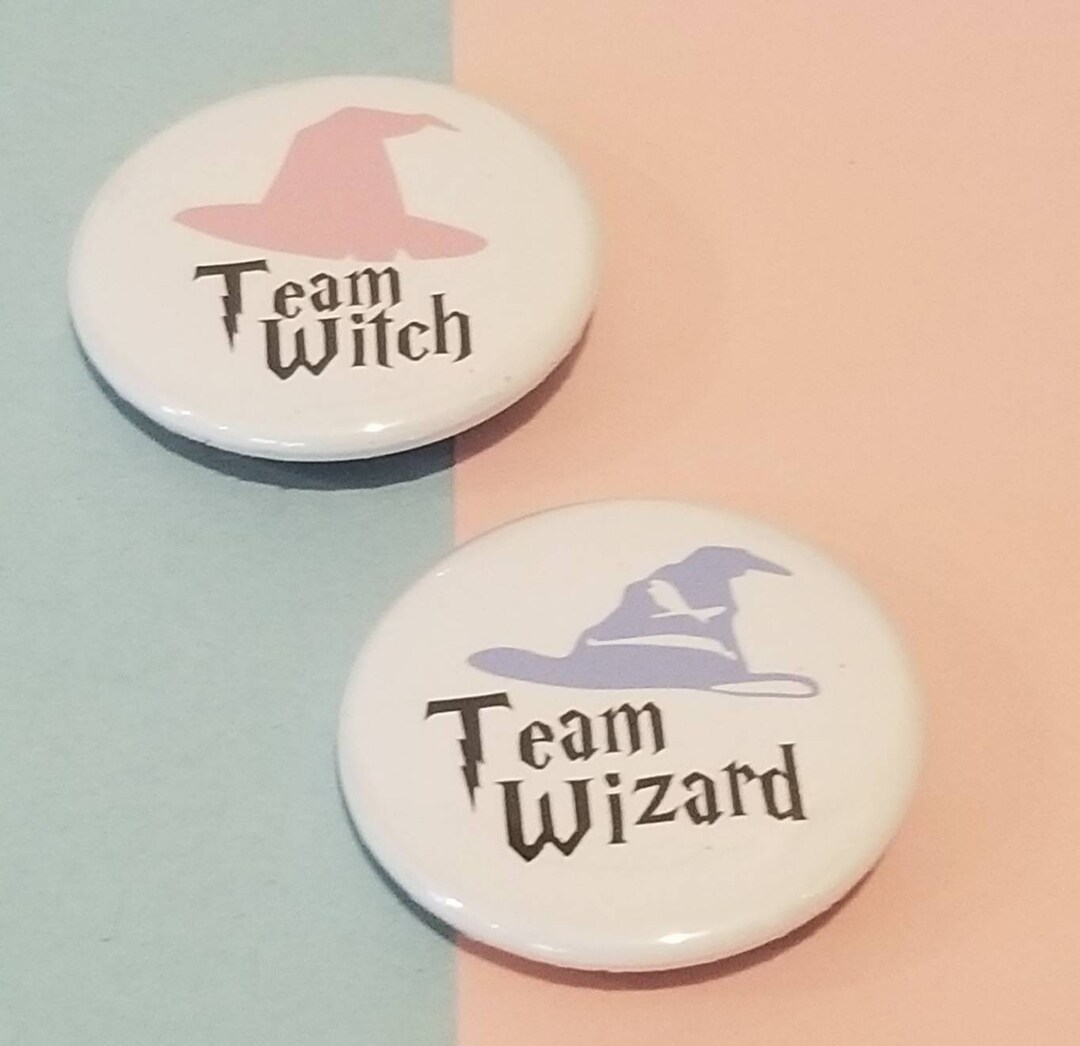 Witch or Wizard Gender Reveal Party or Baby Shower Guest Favor Button ...