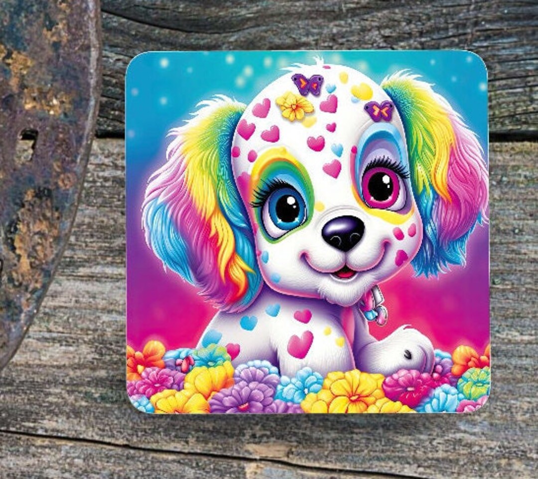 Rainbow Neon Puppy Dog Sublimated Coaster Gift for Her - Etsy
