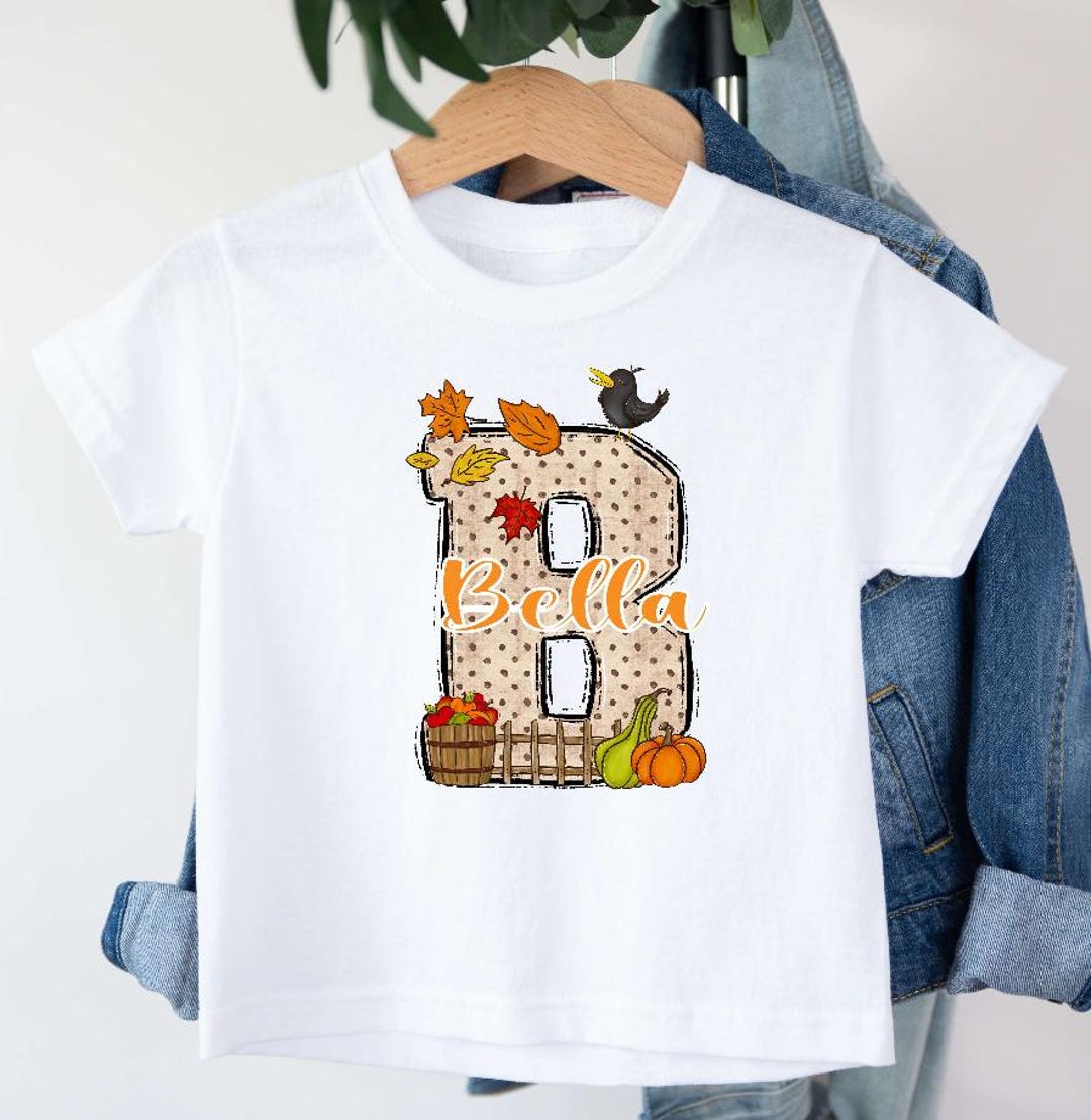 Fall Initial Thanksgiving Pumpkin Initial Custom Toddler Shirt - Etsy