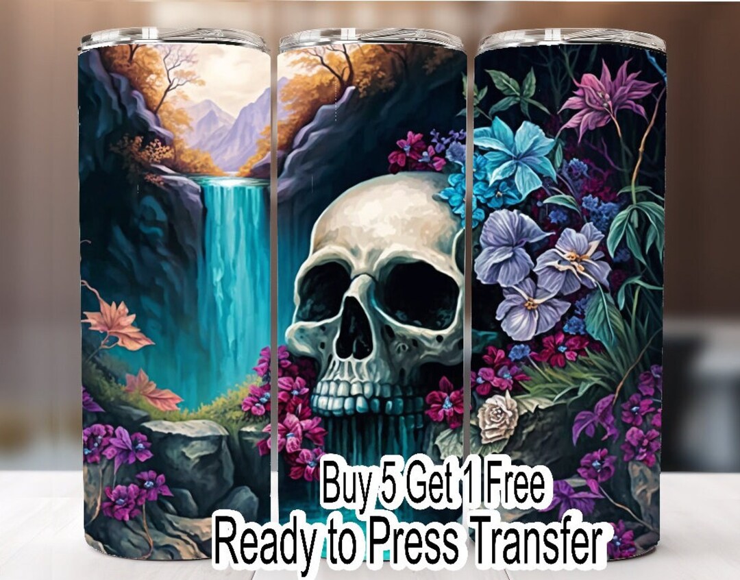 Buy 5 Get 1 Free NOT A DIGITAL Ready to Press Print Skull Waterfall ...