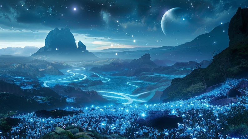 Alien Landscape Desktop Wallpaper, Surreal Sci Fi Planet Scenery ...
