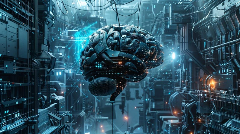 Hive Mind AI Desktop Wallpaper, Futuristic Neural Network Core, Digital ...
