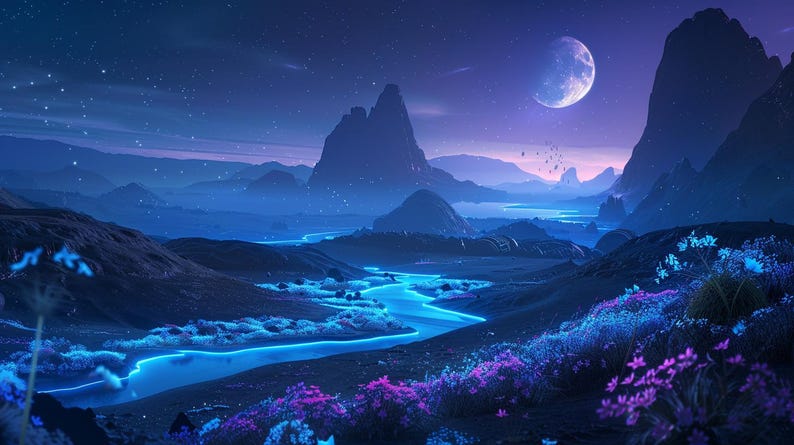 Alien Landscape Desktop Wallpaper, Surreal Sci Fi Planet Scenery ...