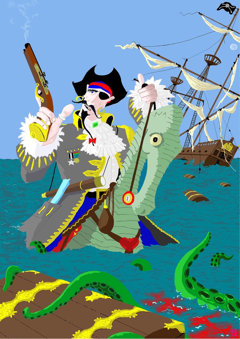 Pirate Captain of the Castler Earth – A4 Fantasy Wall Art Digital Print ...