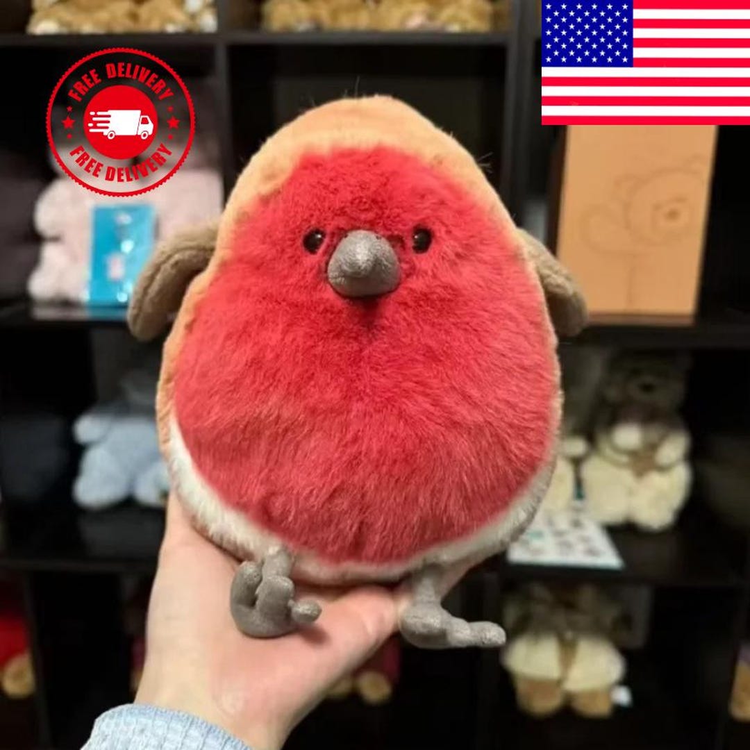 Fat Robin Plushie Cute Chubby Bird Stuffed Animal Soft Fluffy Cartoon ...