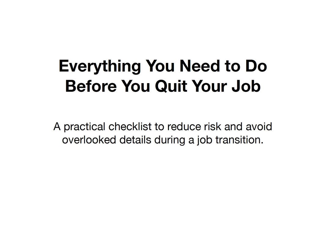 Everything You Need to Do Before You Quit Your Job – Printable ...