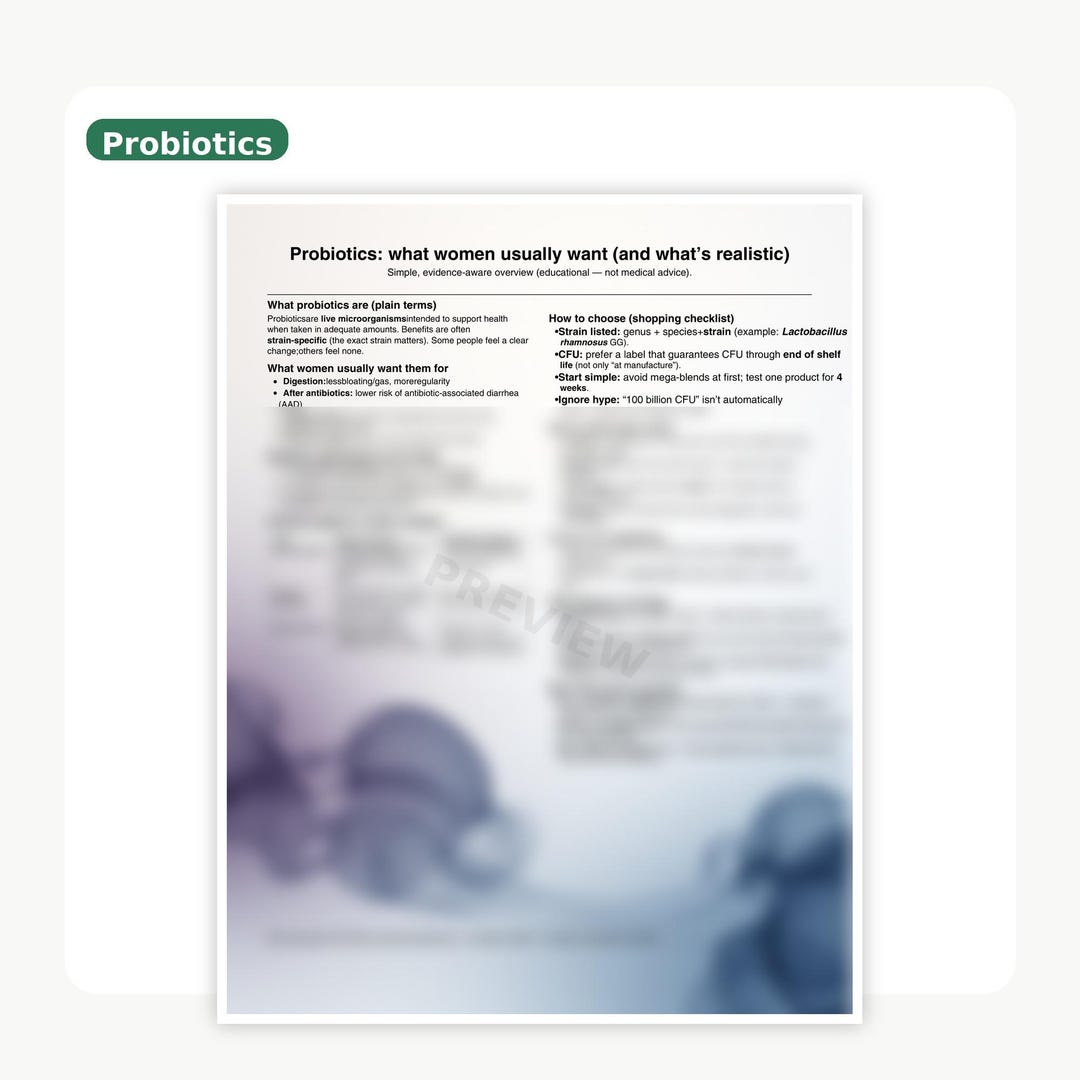 One-page Probiotics Guide - Etsy