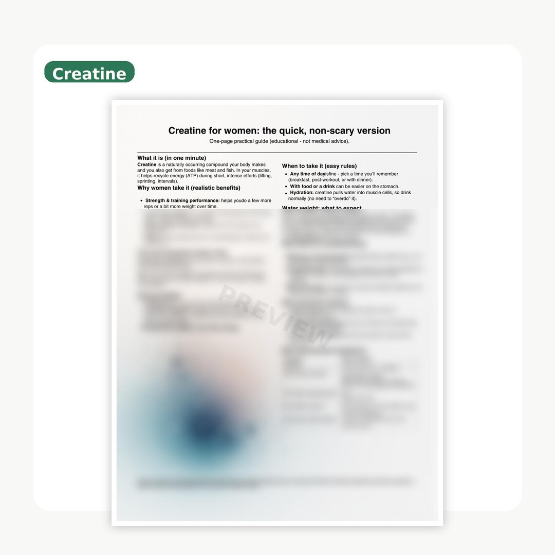 One-page Creatine Guide - Etsy