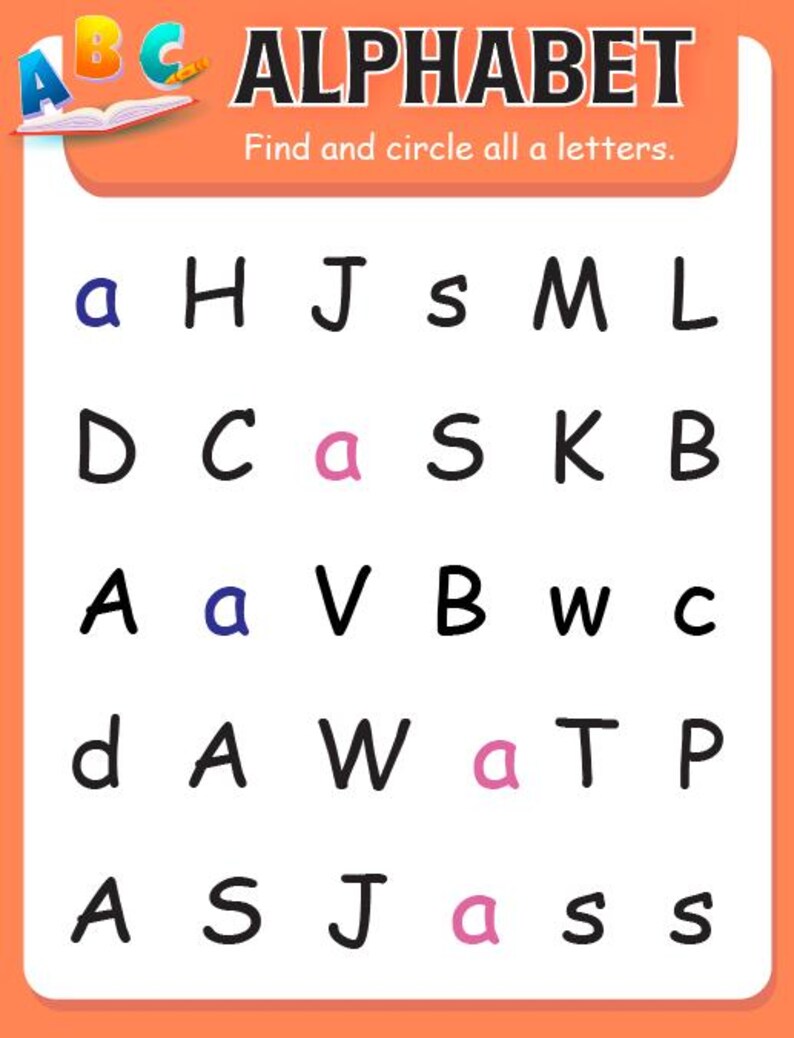 Circle the Letter Worksheets A–Z Alphabet Practice Uppercase and ...
