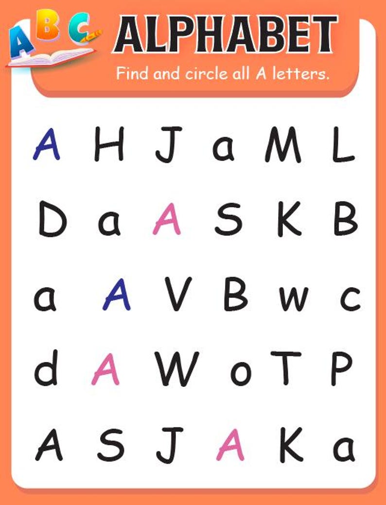 Circle the Letter Worksheets A–Z Alphabet Practice Uppercase and ...