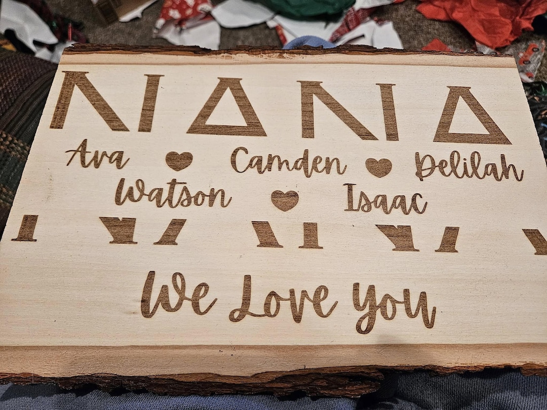Nana Live Edge Wood Sign | Personalized Grandma Sign With Grandkids ...