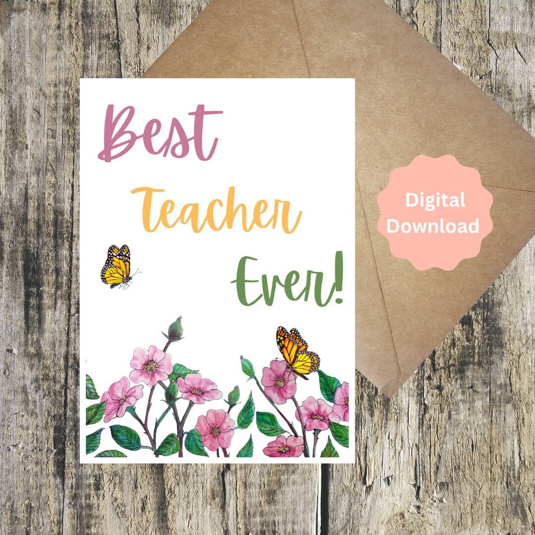 Teacher Thank You Card -best Teacher Ever. - Etsy