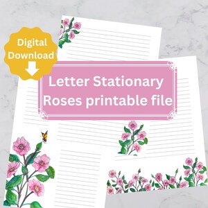 Letter Stationary Page Printable Roses - Etsy