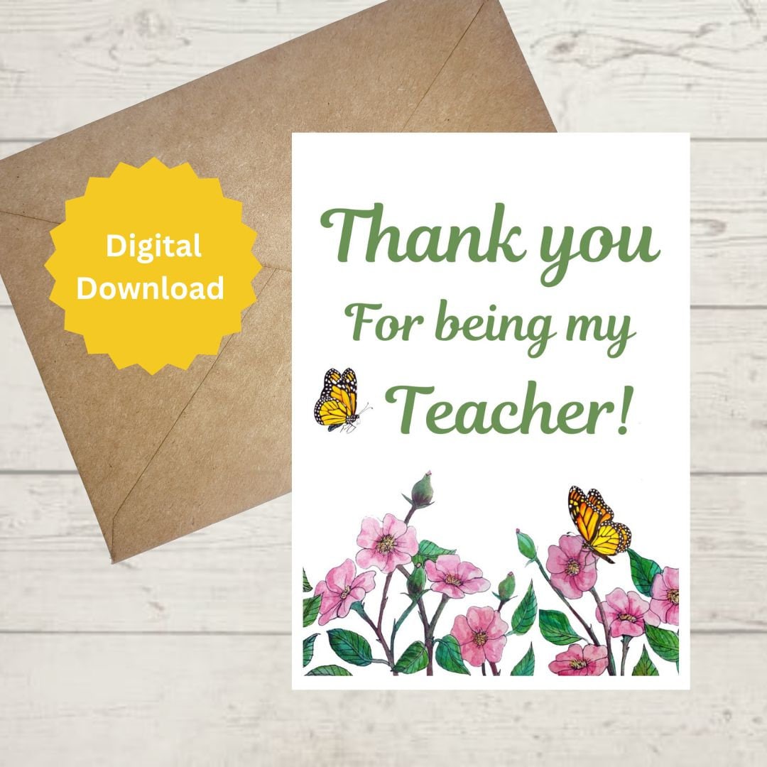 Teacher Thank You Card-roses - Etsy