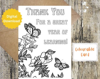 Appreciation Thank You Cards and Coloring - Teacher, Principal, School ...