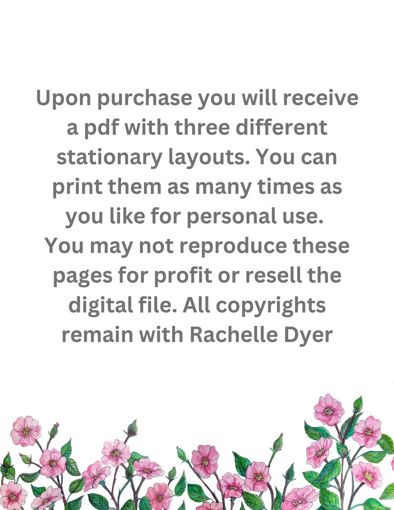 Letter Stationary Page Printable Roses - Etsy