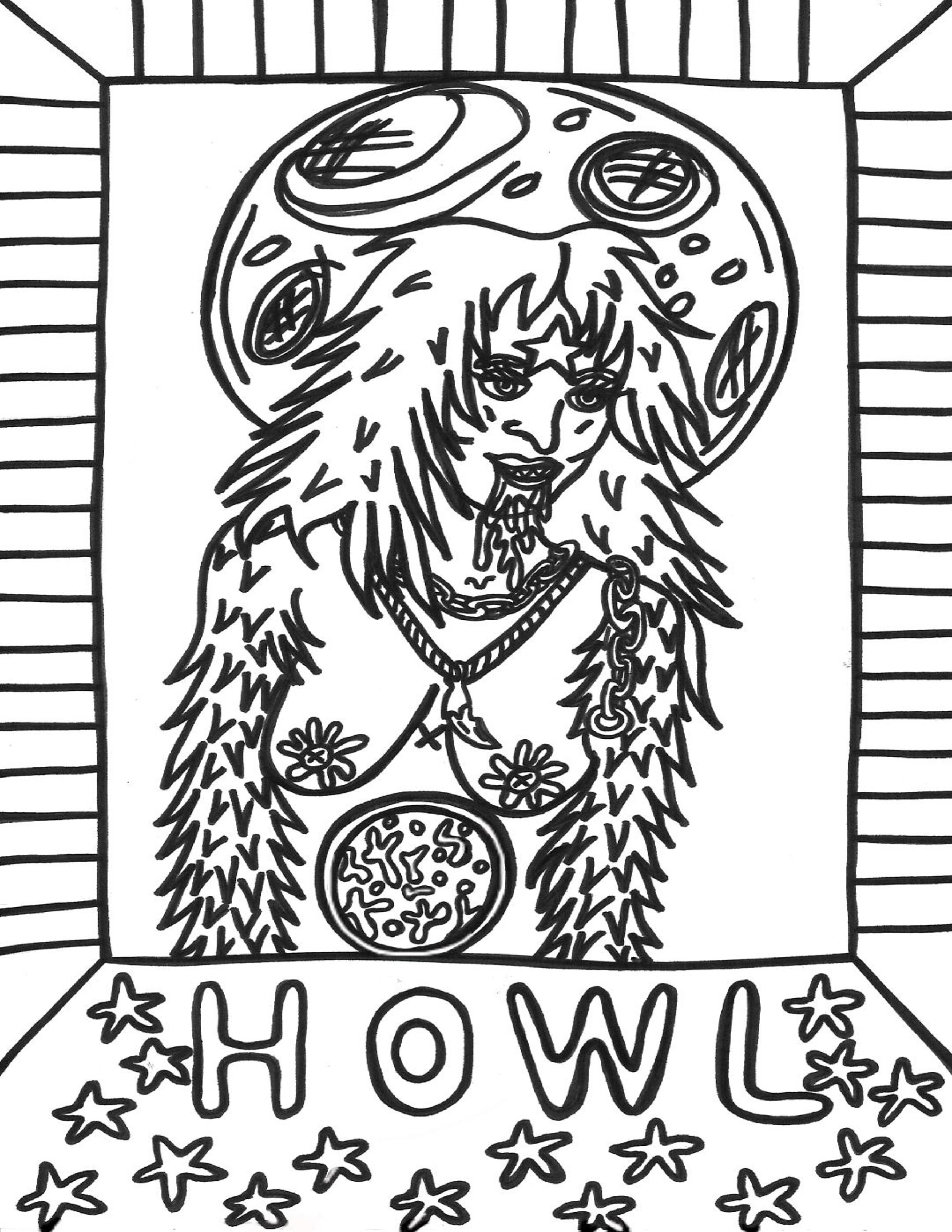 Adult Coloring Page Howl | Etsy