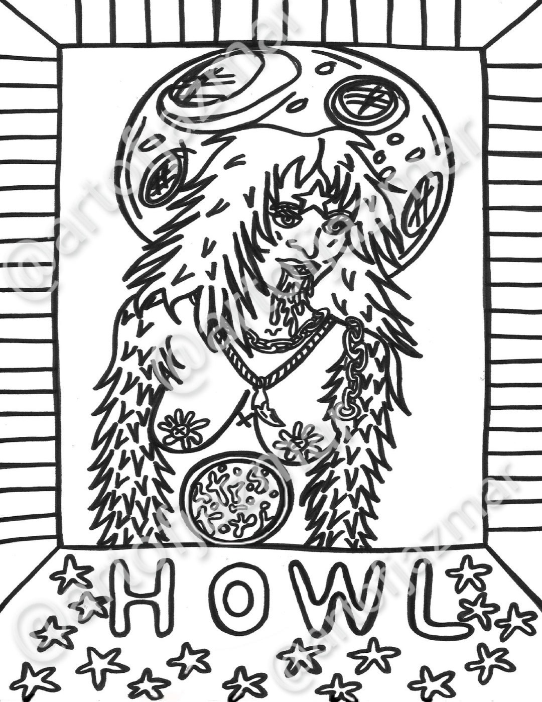 Adult Coloring Page Howl - Etsy