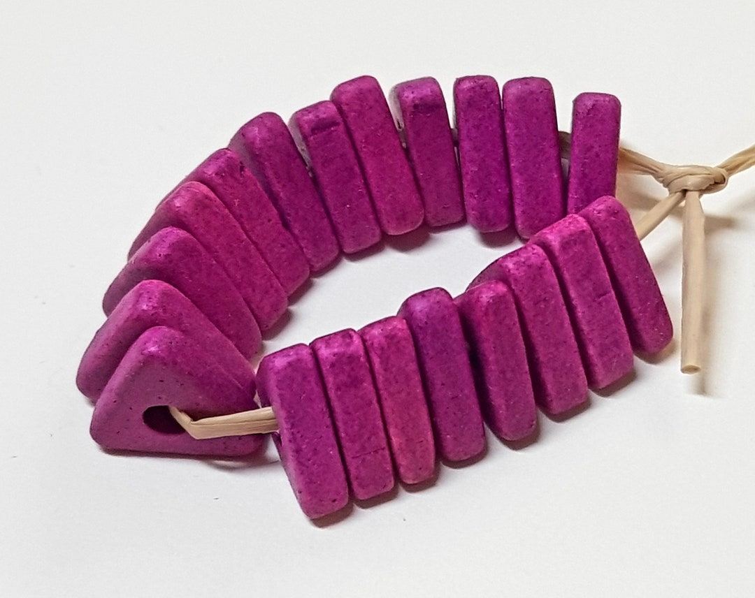 Fuschia, Triangle Greek Ceramic Disc Beads, SRA, UK - Etsy