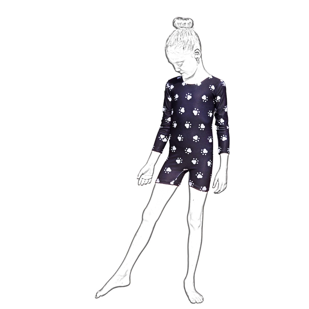 Short Sleeve Unitard Pdf Sewing Pattern in Girls Sizes 2-14 Long Sleeve ...