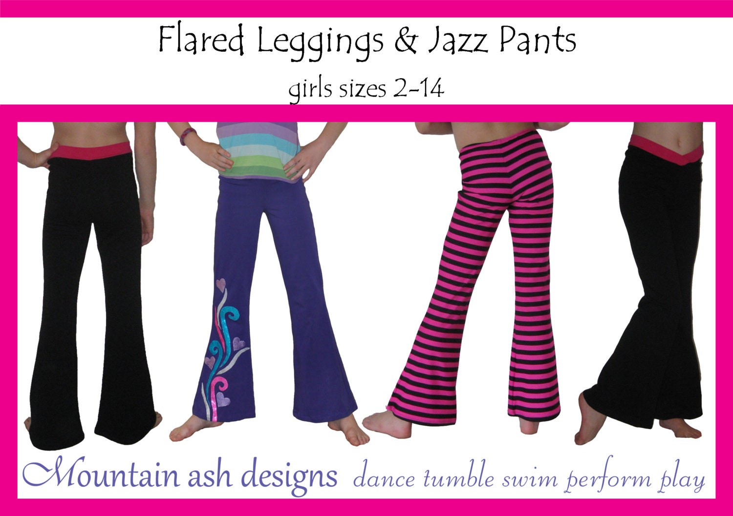 Flare Leggings Pattern Jazz Pants Pdf Sewing Pattern Girls | Etsy
