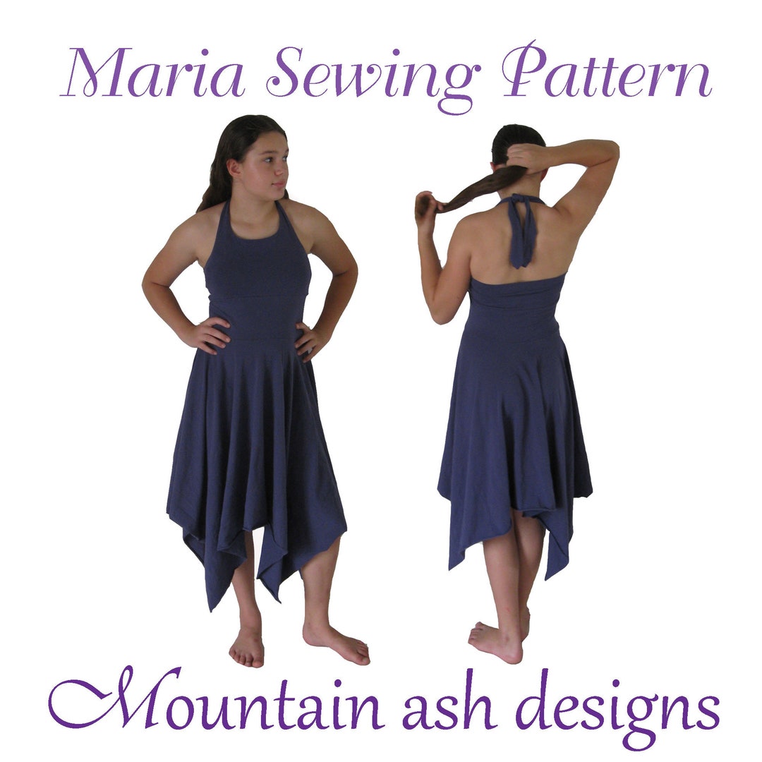 Maria Handkerchief Dress Pdf Sewing Pattern Halter Neck Dress Lycrical ...